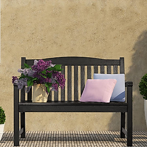 Outdoor Bench Set of 2 , All Weather Resistant Poly Lumber 2-Person Weatherproof Patio Garden Bench, Will not rot and fade, Outside Bench Suit for Garden, Porch ,Balcony, Poolside, Park - Black