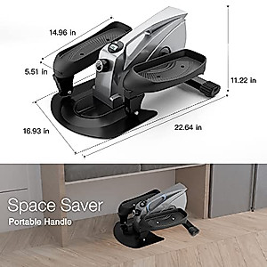 PERLECARE Under Desk Portable Elliptical Machine, Bike Pedal Exerciser with Adjustable Resistance & LCD Monitor, Non-Slip Quiet Elliptical Suitable for Gym Office Home - Model PCPE01