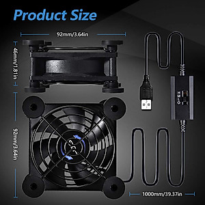 SCCCF Quiet 80mm USB Fan, 5V USB Portable Cooling Fan for Flat Panel Xbox DVR Playstation Router TV Receiver Computer Cabinet Cooler