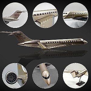 YQNUCO 1:72 Large Model Jet Airplane, Global 7500 Plane Model Resin Aircraft Model for Office Home Desk Decor and Aircraft Enthusiasts Collection or Gift (9x19.7inch)