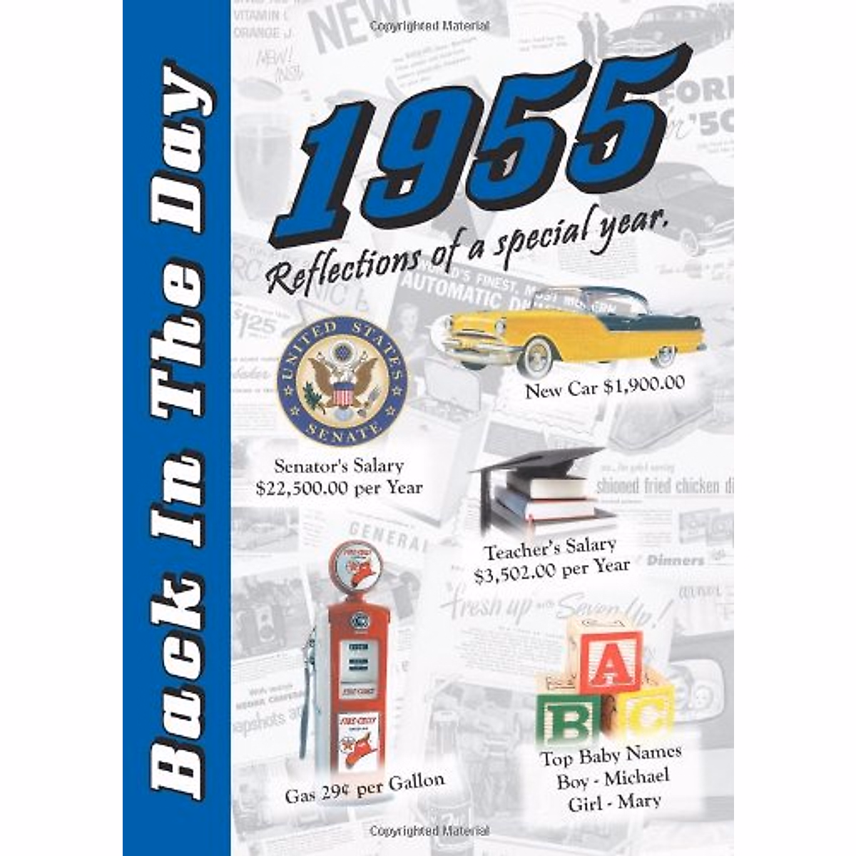 1955 Back In The Day - 24-page Greeting Card / Booklet with Envelope (5 x 7 Size) – Great for Birthdays, Anniversaries, Reunions, Graduations, Client & Corporate Gifts