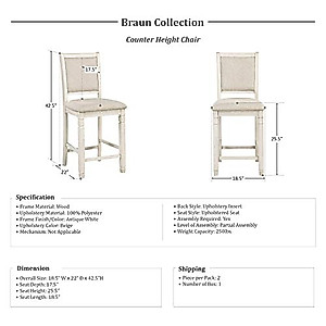 Lexicon Braun 5-Piece Counter Height Dining Set, Antique White