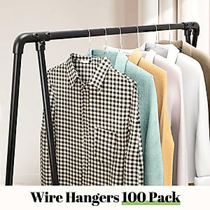 Wire Hangers 100 Pack, Metal Hangers for Clothes 16 Inch, Wire Metal Coat Hangers Space Saving, Slim Bulk Wire Hangers Non-Slip for Standard Size Coat, Suits, Shirts, Pants, Skirts- Silver