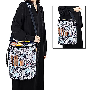 Teamoy Knitting Tote Bag, Yarn Storage Crochet Bag Organizer for Knitting Needles, Yarn, Unfinished Projects, Crochet Hooks, and Other Supplies, Dandelion