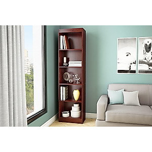 South Shore Axess 5-Shelf Narrow Bookcase, Royal Cherry