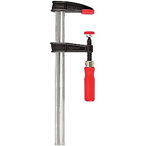 BESSEY Light Duty Tradesman's Bar Clamp - 2.5x12 In - TGJ2.512 - Woodworking Clamps with Wooden Handle, Ideal for Home Improvement & Workbench Projects, carpentry and Cabinetry, Black & Red