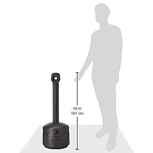 Justrite, Personal Smoker’s Cease-Fire Outdoor Ashtray, Polyethylene Standing Ashtray with Steel Bucket, 1 Gallon, Black, 26806D
