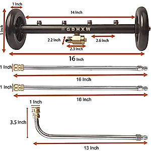 GDHXW Dual-Function Pressure Washer Undercarriage Cleaner Water Broom with Extension Rod,7 Pressure Washer Nozzles and Cleaning Gloves