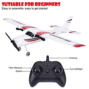 Remote Control Plane, 2.4Ghz 2 Channel RC Plane Ready to Fly,DIY RC Airplane Toy Durable EPP Foam Built-in 3-Axis Gyro System, Easy to Fly RC Aircraft for Beginners Kids and Adults(Two Batteries)