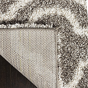 SAFAVIEH Hudson Shag Collection Accent Rug - 4' x 6', Grey & Ivory, Moroccan Design, Non-Shedding & Easy Care, 2-inch Thick Ideal for High Traffic Areas in Entryway, Living Room, Bedroom (SGH284B)