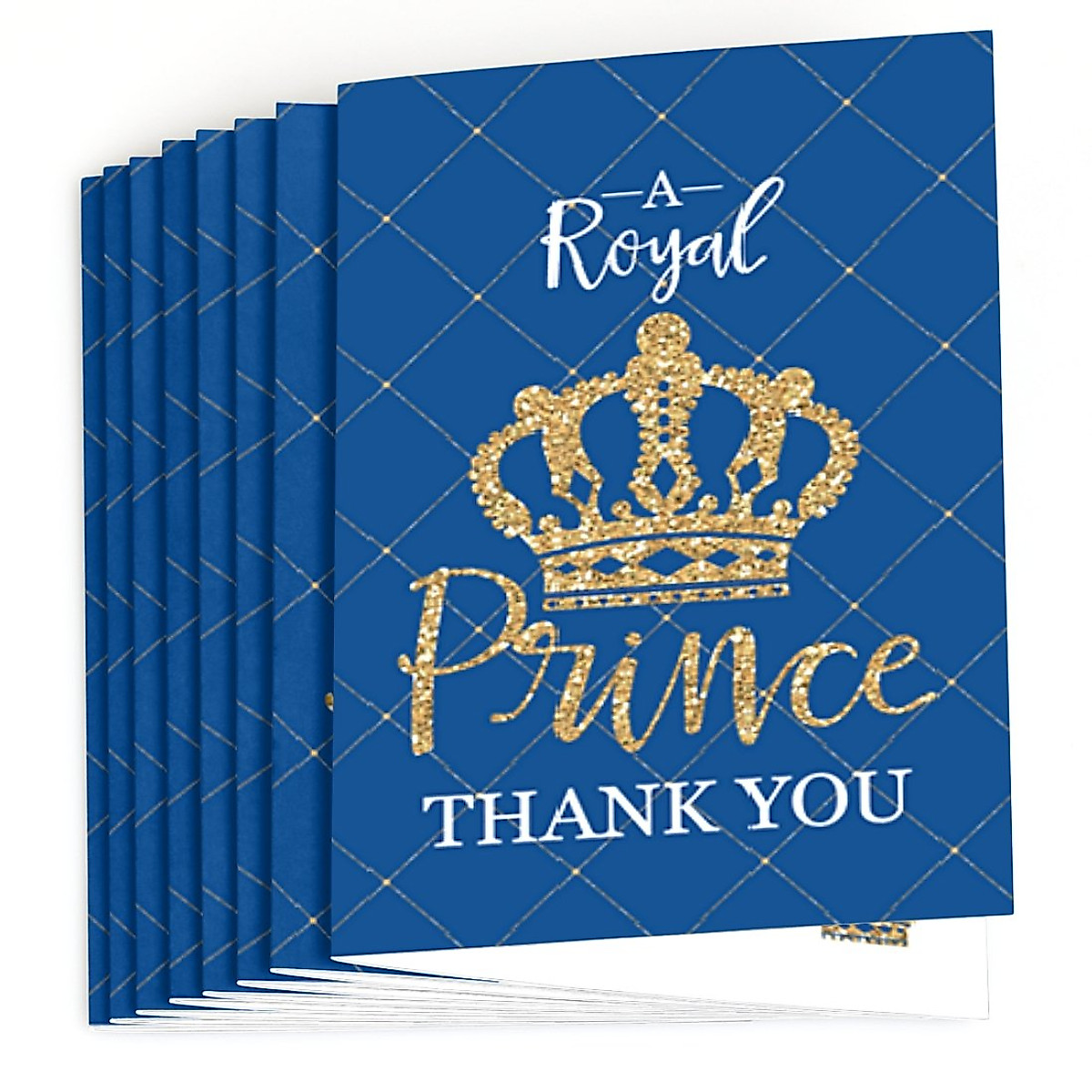 Big Dot of Happiness Royal Prince Charming - Baby Shower or Birthday Party Thank You Cards (8 count)