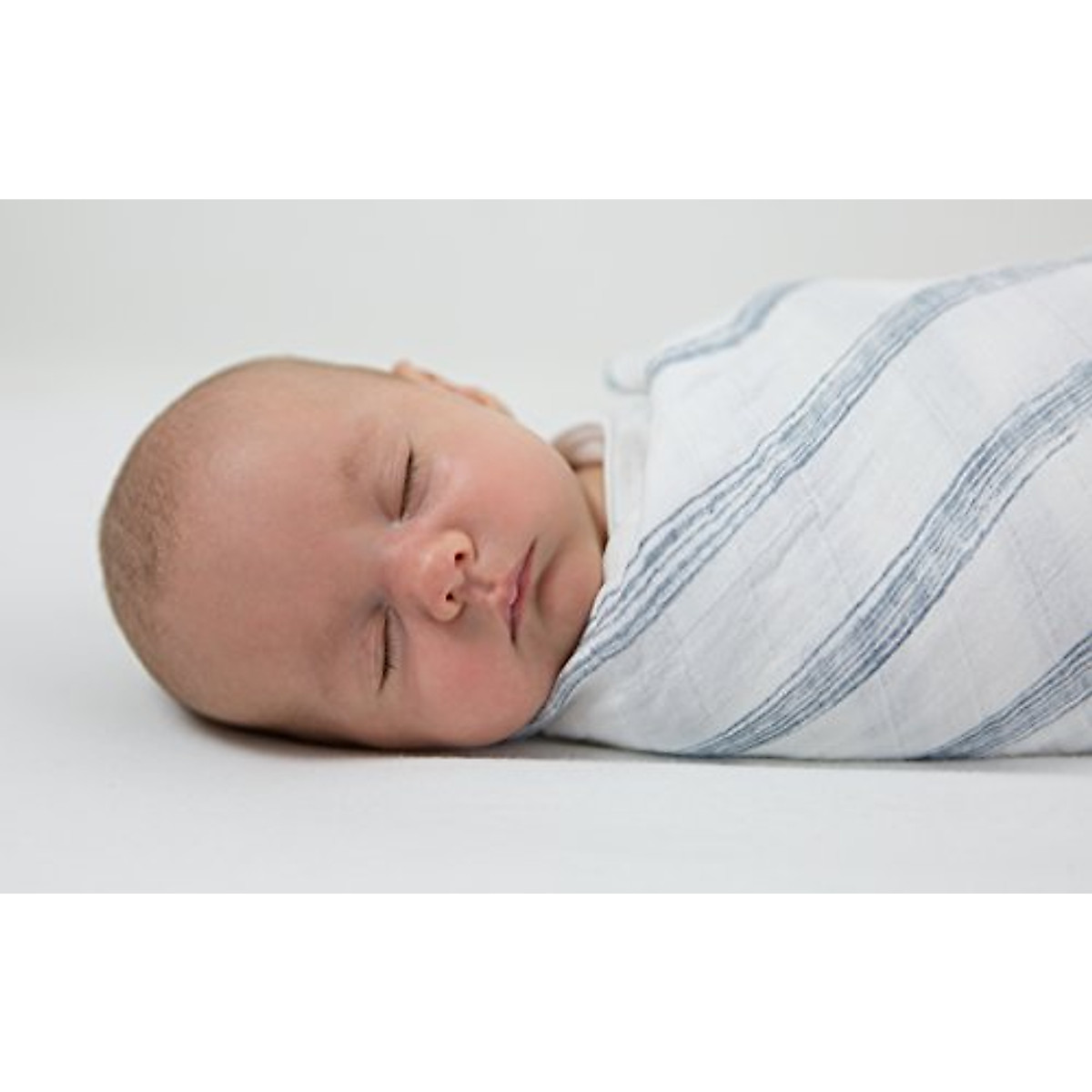 Amazing Baby Cotton Muslin Swaddle Blankets, Set of 3, Watercolor Brushstrokes, Denim, X-Large