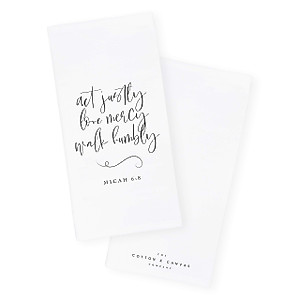 The Cotton & Canvas Co. Act Justly Love Mercy Walk Humbly, Micah 6:8 Scripture, Bible, Religious, Soft and Absorbent Tea Towel, Flour Sack Towel and Dish Cloth
