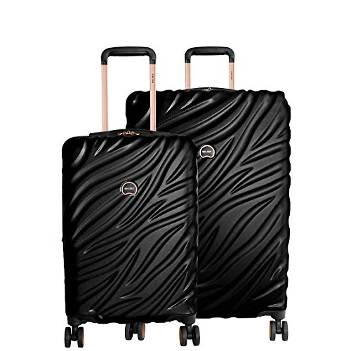 DELSEY PARIS Alexis Durable Luggage Set, Expandable & Lightweight 4-Wheel Spinners, Easy Grip handles for Smooth Journeys, TSA-Lock Incorporated, Men and Women, Black/Rose Gold, 2-Piece Set (21"/25")
