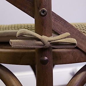 Sweet Home Collection Chair Cushion Memory Foam Pads with Ties Honeycomb Pattern Slip Non Skid Rubber Back Rounded Square 16" x 16" Seat Cover, 4 Pack, Taupe 4 Pack