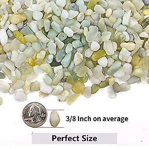 YISZM 2 LB Succulent and Cactus Jade Pebbles, 3/8 Inch Natural Decorative Polished Stones, River Rocks for for Indoor Plants, Vases, Planters and Outdoor Gardening