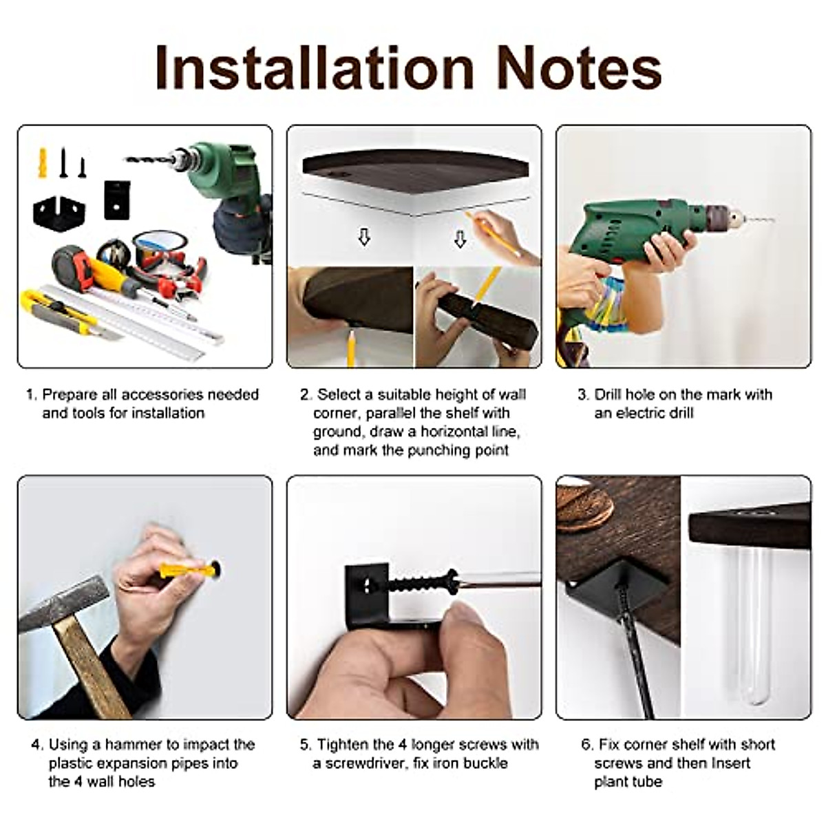 HYPOSFEE Corner Wall Shelf Set of 3, Floating Corner Shelves for Wall, Rustic Wood Wall Storage Display Shelves for Living Room Bedroom Bathroom Kitchen