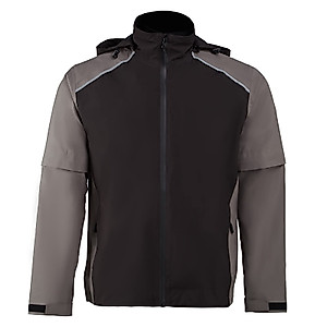 K.E.J. Golf Rain Jacket for Men Waterproof Raincoat Lightweight Golf Jacket and Pants for Hiking Cycling Running Camping Travel, Jacket - Grey&black