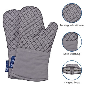 Little Lana Arabesque Silicone Oven Mitts, Gray