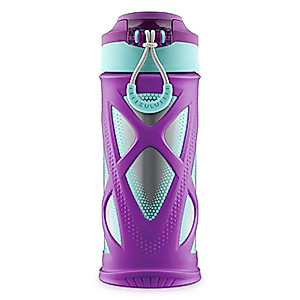 Zulu Echo BPA-Free Vacuum Insulated Stainless Steel Water Bottle with Flip Straw, Purple, 12 oz.