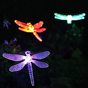 CST Lighting Pack of 2 Solar Color Changing LED Light Lawn Garden Yard Stakes-Dragonfly