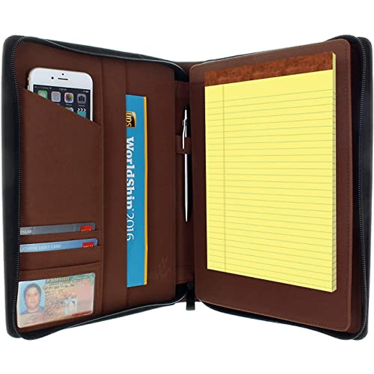 KHOMO Universal Tablet Padfolio Zippered Case for iPad Pro 12.9 Inch - Black - Compatible with All Versions of iPad Pro 12.9 inches (KHO-1700)