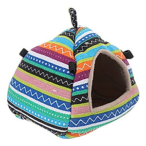 POPETPOP Guinea Pig Bedding - Hedgehog Bedding Hamster Snuggle Sack Rat House Bed Winter Warm Fleece Pet Syrian Hamster Chinchilla Bed Cage Nest Cuddle Cups - Mongolia Style, Size S