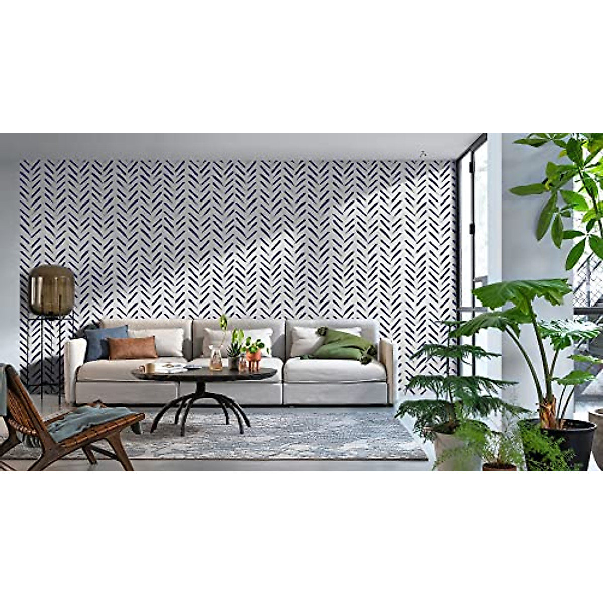 FuLWth Blue/White Stripes Peel and Stick Wallpaper Modern Geometric Contact Paper 17.7in x 78in Removable Stripe Decorative Wall Paper Self Adhesive Wallpaper for Cabinets Home Decoration