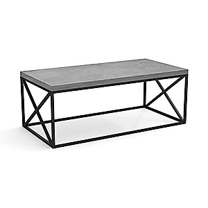 Safdie & Co. Living Room Coffee Coktail Tea Center Table-48 L/Gray Modern Low Table, Grey Cement