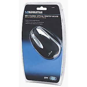 Manhattan, USB MH3 Classic Optical Mouse with Three Buttons and Scroll Wheel, 800 dpi