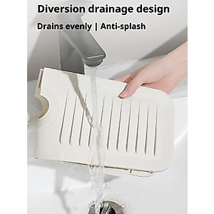 Silicone Draining Mat for Sink Kitchen Sink Splash Guard Longer Silicone Faucet Drainer Pad, Sink Protectors for Kitchen Sink Mat, Sponge Holder for Kitchen Sink Accessories