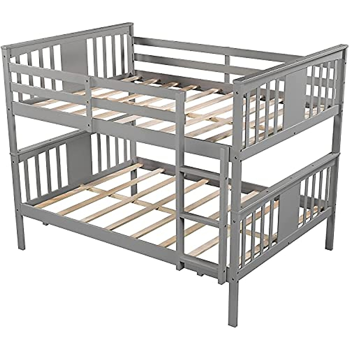 ATH-S Twin Over Twin Bunk Bed with Trundle, Solid Wood Bunk Beds for (White) (Color : Grey, Size : Full Over Full)