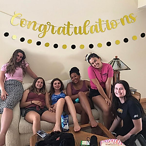 Congratulations Banner Gold Glitter Congrats Banner Pre-Strung Graduation Banner Congrats Sign Graduation Garland for Congratulations Decorations Promotion Decorations Celebration Decorations