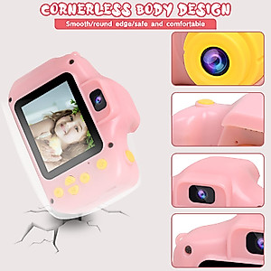 Toys for 4-6 Year Old Girls,Kids Camera Compact for Child Little Hands, Smooth Shape Toddler Selfie Camera,Best Birthday Gifts for 4 5 6 7 8 9 Year Old Girls with 16GB Memory Card by Rindol