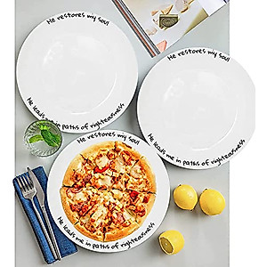 ChitChat Ware Porcelain Dinner Plates, 4Pcs White Round Dessert or Salad Plate, Serving Dishes, Dinnerware Set, Scratch Resistant My Soul Set, Microwave & Dishwasher Safe (10.5-inch)