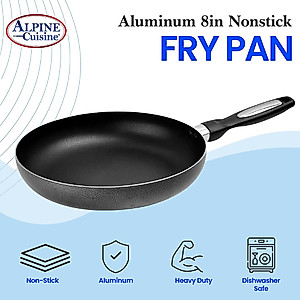 Alpine Cuisine Fry Pan 8 Inch Nonstick Coating Gray, Frying Pans Nonstick for Stove with Stay Cool & Comfortable Handle, Durable Nonstick Cookware, Ideal for Family