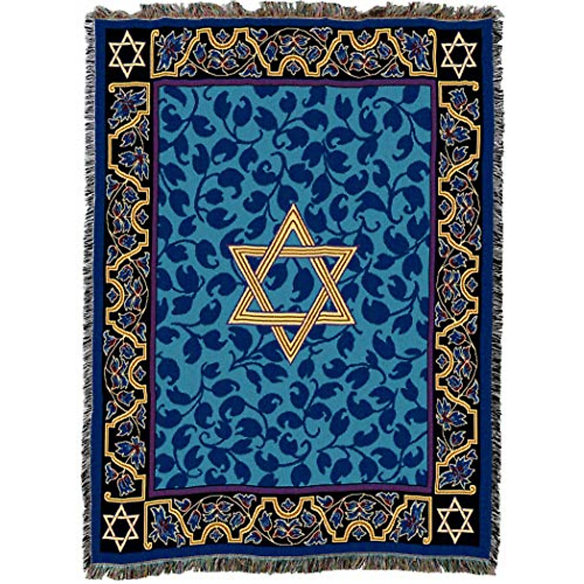 Pure Country Weavers Magen David Blanket - Star of David - Gift Hanukkah Tapestry Throw Woven from Cotton - Made in The USA (72x54)