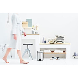Brabantia New Icon Step Trash Can (1.3 Gal/Matt Steel FPP) Soft Closing Kitchen Garbage/Recycling Can with Removable Bucket