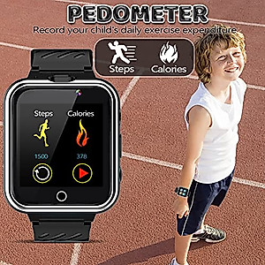 OVV Kids Game Smart Watch Boy Girl Age 3-12 with 24 Games Dual Camera 1.54" HD Screen Video Music Player Pedometer Alarm Clock Torch Calculator Student Digital Wrist Watch Electronic Learning Toys