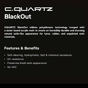 CARPRO CQUARTZ Blackout - Tire Coating and Dressing for Trim and Rubber, Polysiloxane and Durable on Unpainted Resin Materials (50mL)
