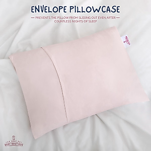 Pink Kona's Perfect Toddler Pillow with Soft Toddler Pillowcase - 13 x 18 inch Toddler Pillow - Toddler Pillow 2 Year Old