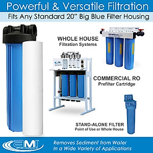 10 PACK | APPLIED MEMBRANES INC. 5 Micron Sediment Filter Replacement | 20" Whole House Sediment Filter | Depth Filter Removes Rust, Dirt, Sand, Silt, and Suspended Solids | H-F20BB05CF Box of 10