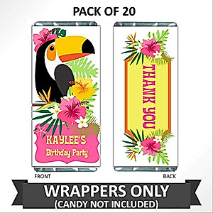 Toucan Party Favors, Personalized Candy Wrappers Chocolate, Tropical Birthday Party, Pack of 20 Custom Hershey Bar Labels
