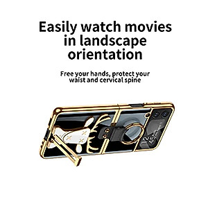 BAILI Samsung Z Flip4 Case with Ring and Retractable Elk Kickstand, Galaxy Z Flip 4 Cover Ultra-Slim PC Protective Cover Built-in Small Screen Shell Film for Samsung Galaxy Z Flip4-Black