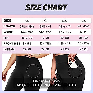 Happy.angel Plus Size Leggings with Pockets for Women, High Waisted Black Yoga Workout Leggings 3X 4X