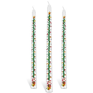 Jutom 3 Pcs Christmas Advent Candle Countdown Christmas Calendar Candle Christmas Gifts Advent Calendar, 12 Inch