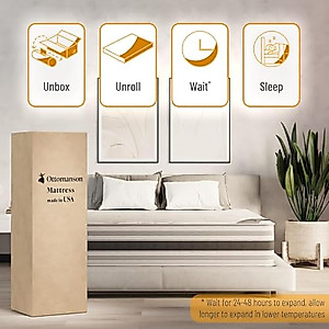 Ottomanson 12" Queen Mattress in a Box Made in USA, Firm Mattress, Hybrid Mattress Cool Improved Airflow with Edge to Edge Pocket Coil, Bed in A Box, Ottopedic
