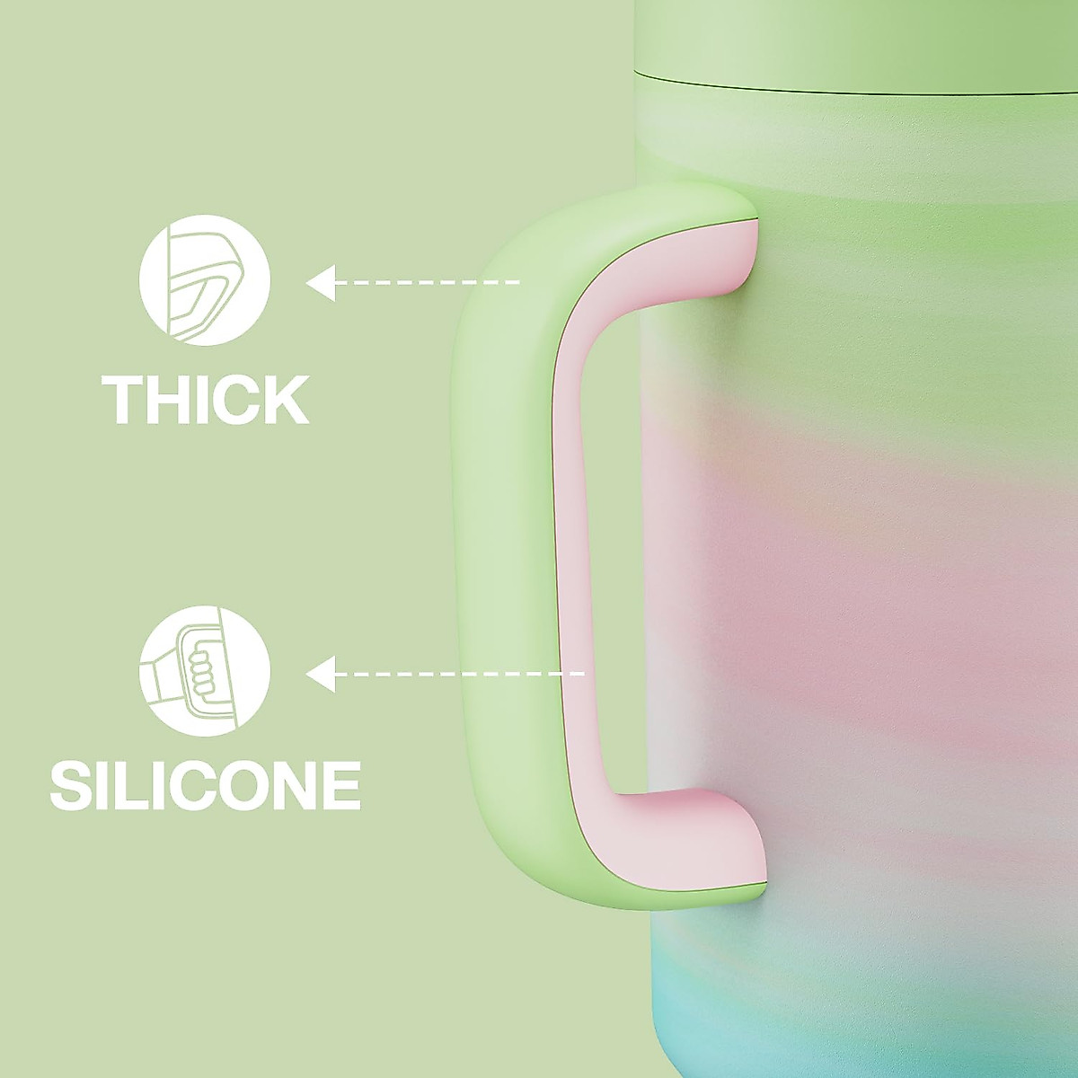 ENCOOL 40 oz Tumbler with Handle and Straw, 100% Leakproof Insulated Tumbler with Lid and Straw, Stainless Steel Travel Mug, Keeps Cold for 34 Hours, Car Cup Holder Friendly (Fairy)