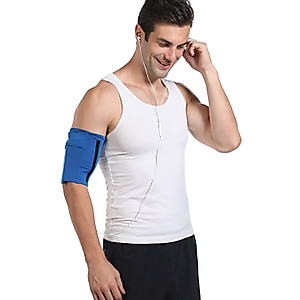 Ailzos Cell Phone Armband Exercise Arm Holder for iPhone 11 Pro/XR/XS/X/8/7/6 Plus iPod Android Galaxy S8 S9 S10 S20 Note 10/9/8, Pixel 2/3XL, Workout Phone Holder for Running, Jogging, Hiking, Blue M