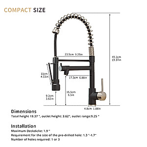 AIMADI Kitchen Sink Faucet,Black Kitchen Faucets with Pull Down Sprayer,Black Stainless Steel Single Handle One Hole Kitchen Faucet,Matte Black